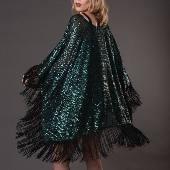 Accessories | Emerald Green Disco Poncho | Poshmark